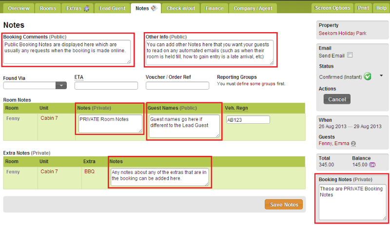 Booking Notes – Seekom