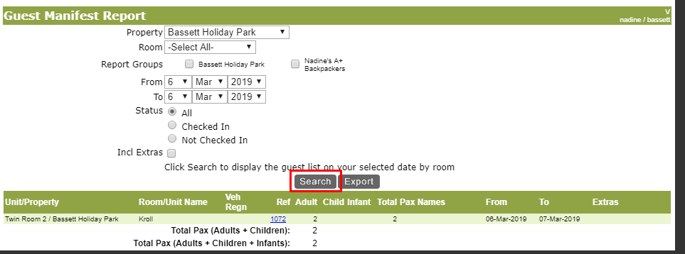 Guest Manifest Report – Seekom