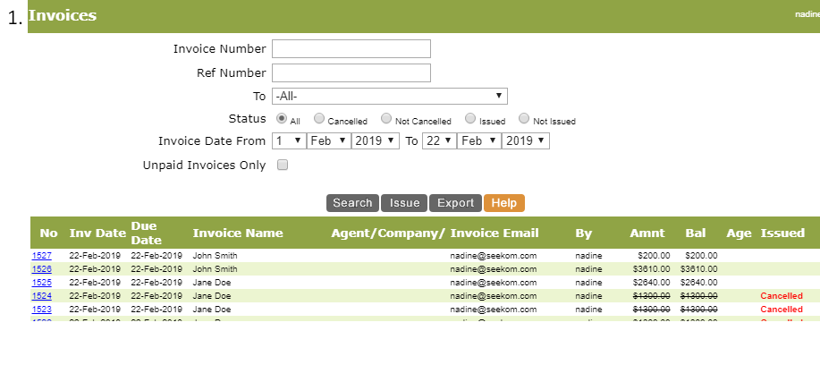 Find Invoice – Seekom