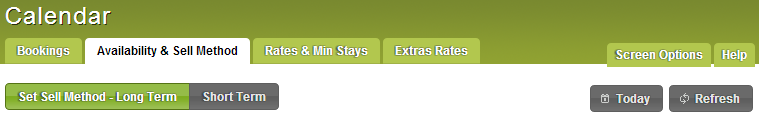 Availability/Sell Method Calendar screen – Seekom